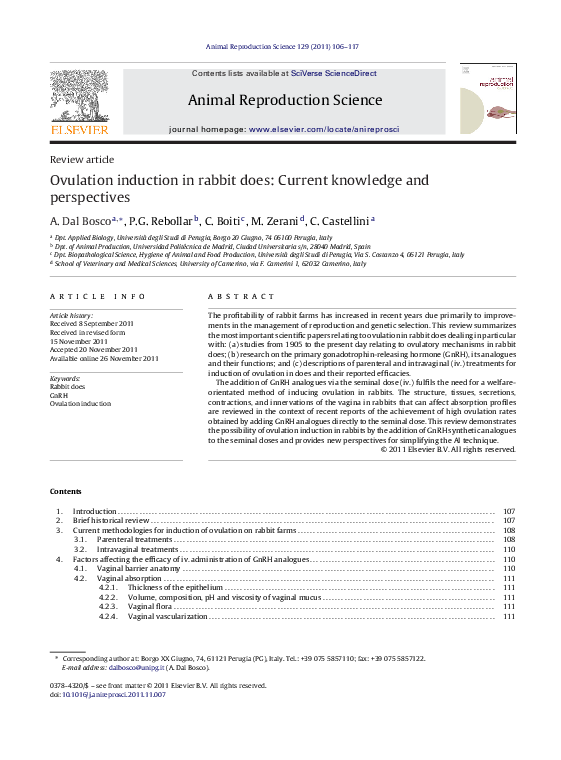 (PDF) Ovulation induction in rabbit does: Current knowledge and ...