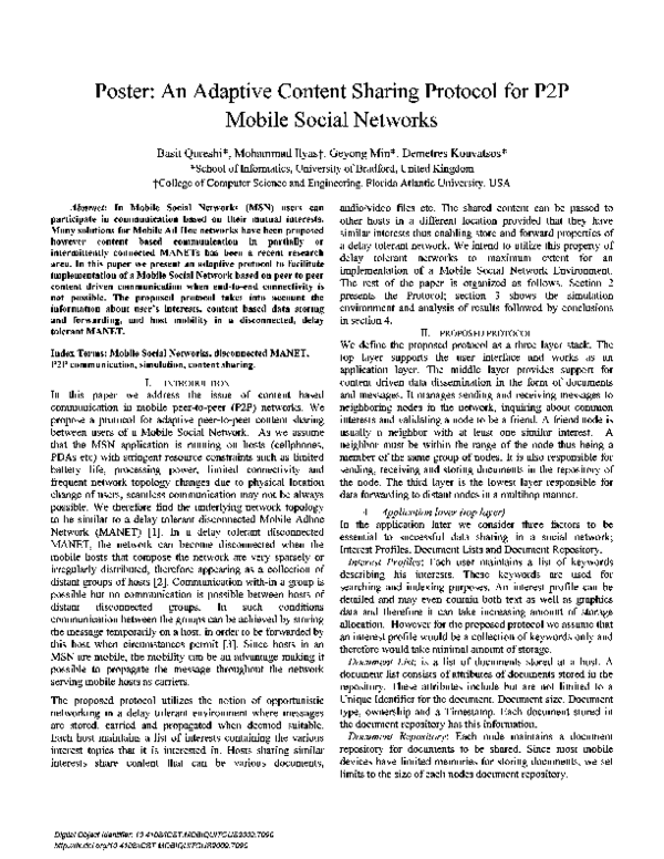 (PDF) Poster: An adaptive content sharing protocol for P2P Mobile ...