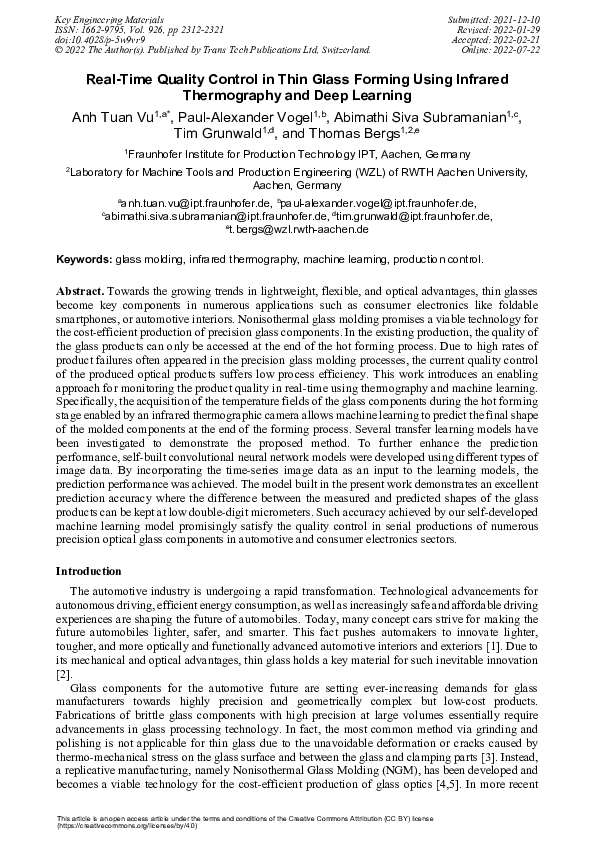 (PDF) Real-Time Quality Control in Thin Glass Forming Using Infrared Thermography and Deep Learning