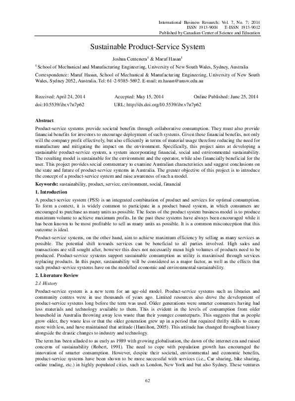 (PDF) Sustainable Product-Service System