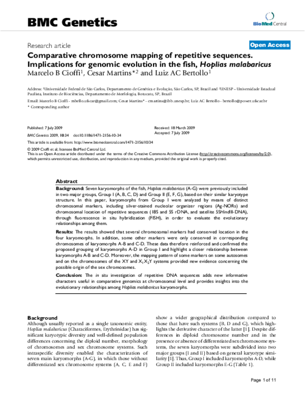 (PDF) Comparative chromosome mapping of repetitive sequences ...