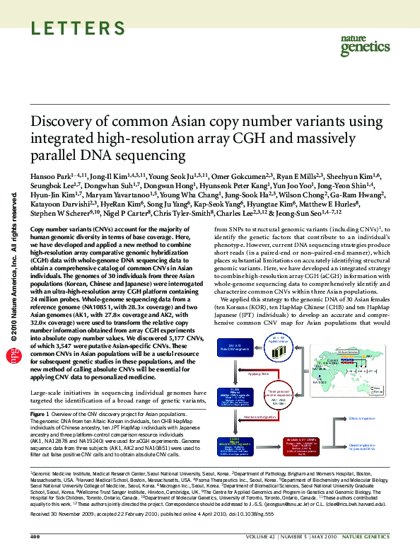 (PDF) Discovery of common Asian copy number variants using integrated ...
