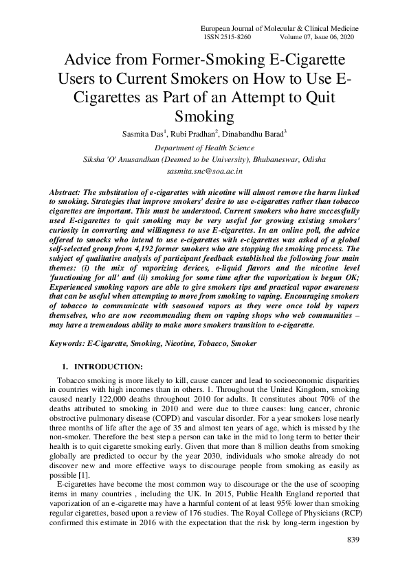 (PDF) Advice from Former-Smoking E-Cigarette Users to Current Smokers ...