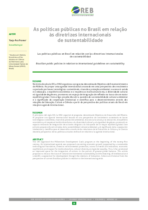 (PDF) Brazilian public policies in relation to international guidelines ...