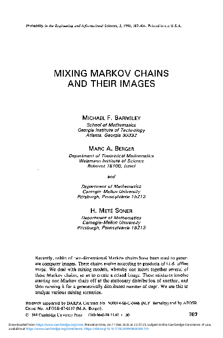 (PDF) Mixing Markov Chains and Their Images