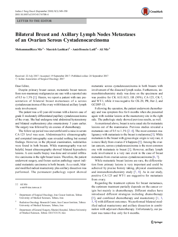 (PDF) Bilateral Breast and Axillary Lymph Nodes Metastases of an ...