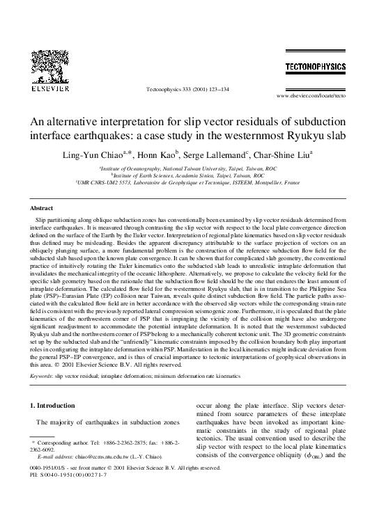 (PDF) An alternative interpretation for slip vector residuals of ...
