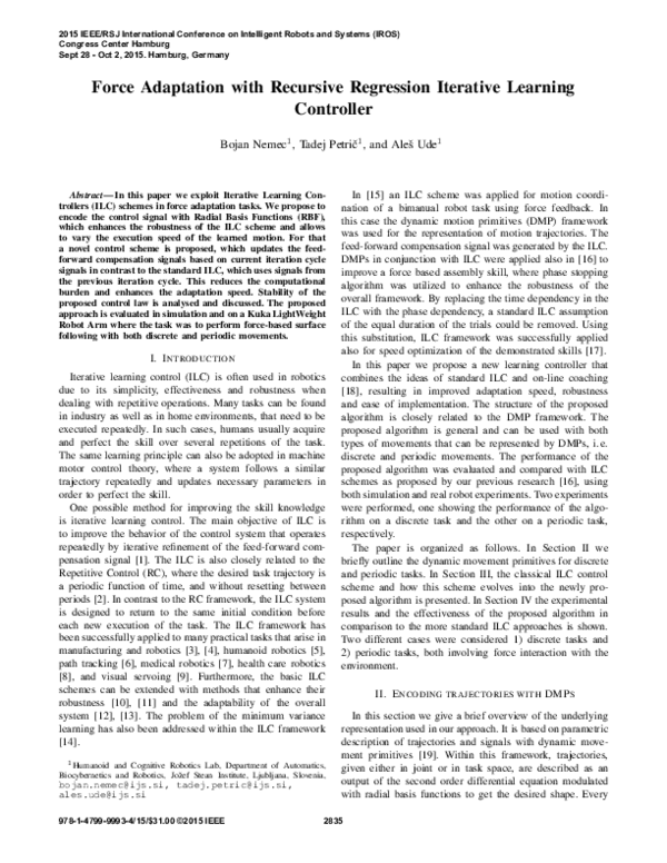 (PDF) Force adaptation with recursive regression Iterative Learning Controller