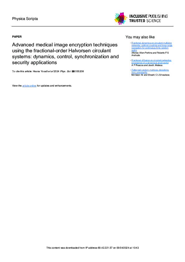 (PDF) Advanced medical image encryption techniques using the fractional ...