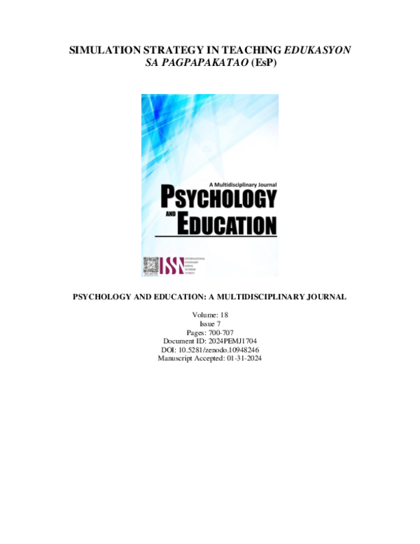 (PDF) Simulation Strategy in Teaching Edukasyon Sa Pagpapakatao (EsP
