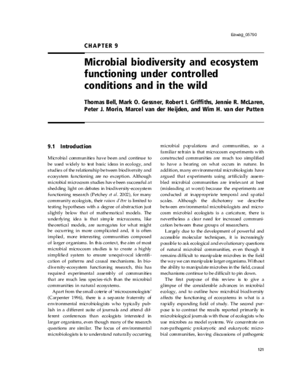 (PDF) Microbial biodiversity and ecosystem functioning under controlled ...