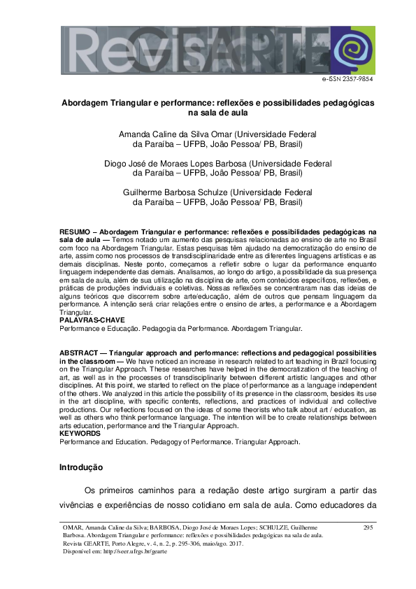 (PDF) Triangular approach and performance: reflections and pedagogical ...