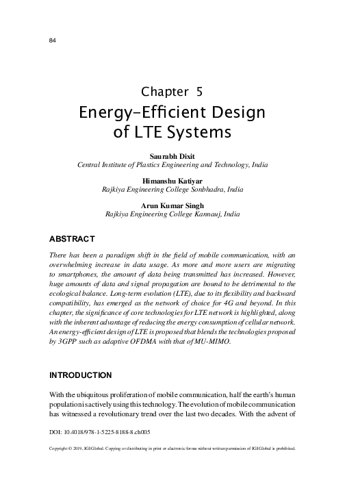 Pdf Energy Efficient Design Of Lte Systems
