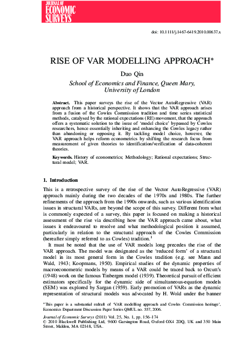 (PDF) Rise of VAR Modelling Approach