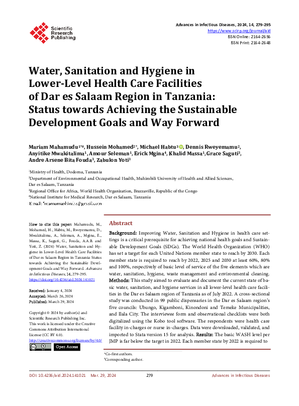 (PDF) Water, Sanitation and Hygiene in Lower-Level Health Care ...