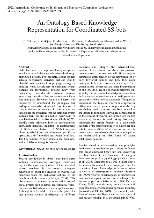 (PDF) An Ontology Based Knowledge Representation for Coordinated SS-bots