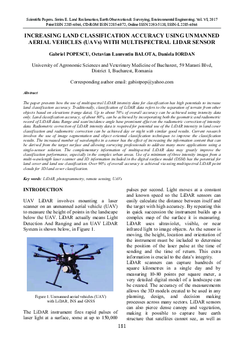 (PDF) INCREASING LAND CLASSIFICATION ACCURACY USING UNMANNED AERIAL VEHICLES ( UAVs ) WITH ...