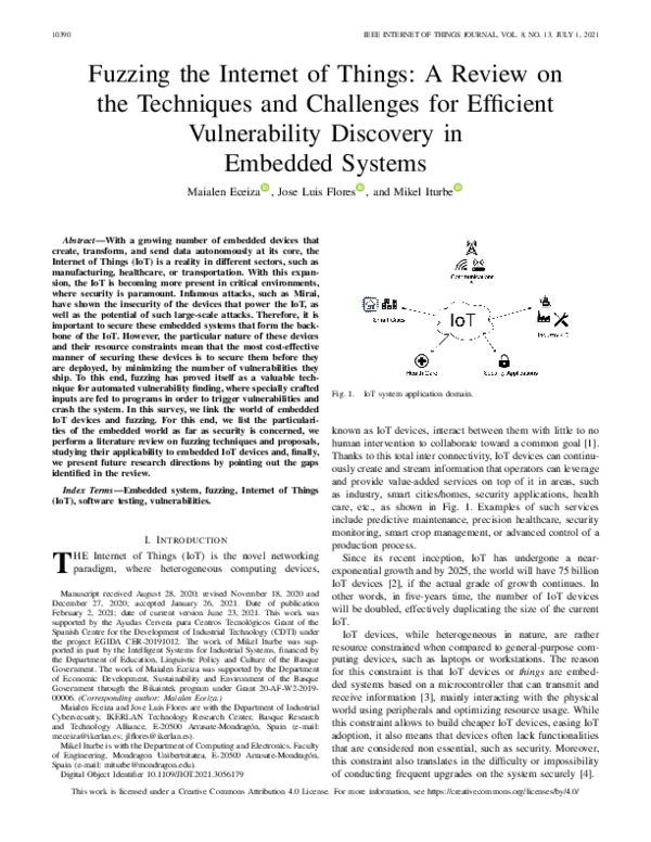 (PDF) Fuzzing the Internet of Things: A Review on the Techniques and Challenges for Efficient ...