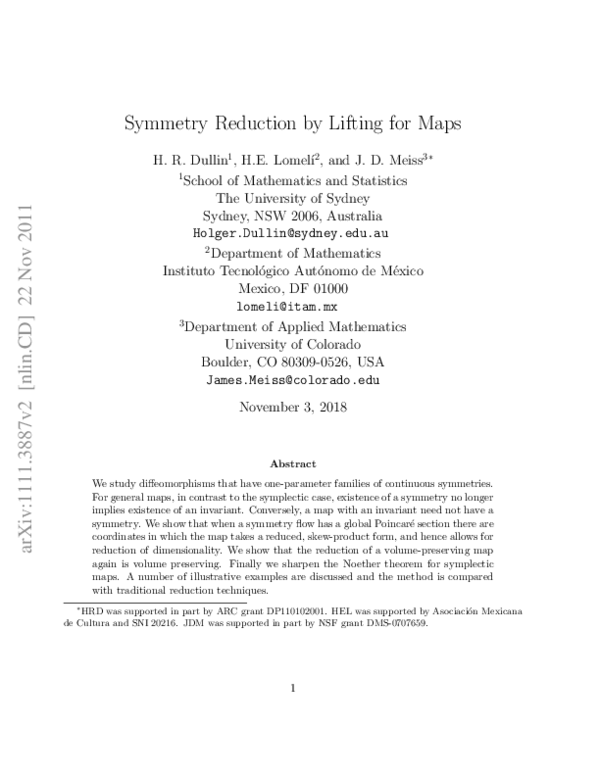 (PDF) Symmetry reduction by lifting for maps