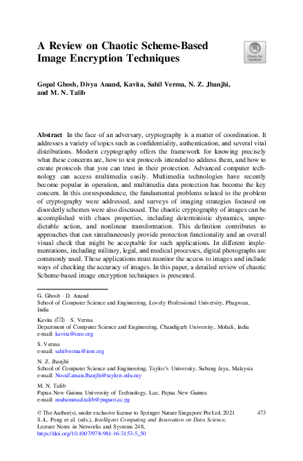(PDF) A Review on Chaotic Scheme-Based Image Encryption Techniques