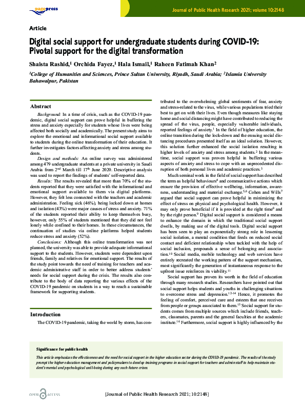 (PDF) Digital social support for undergraduate students during COVID-19 ...