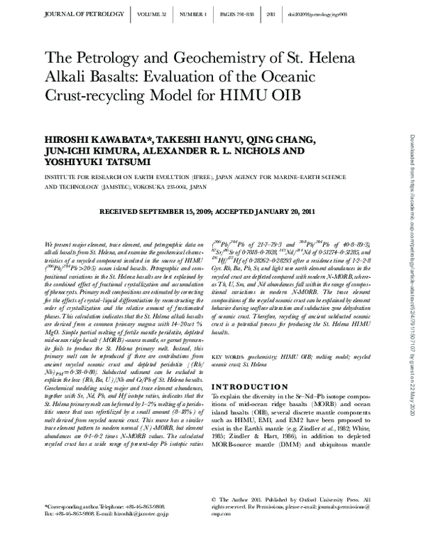 (PDF) The Petrology and Geochemistry of St. Helena Alkali Basalts ...