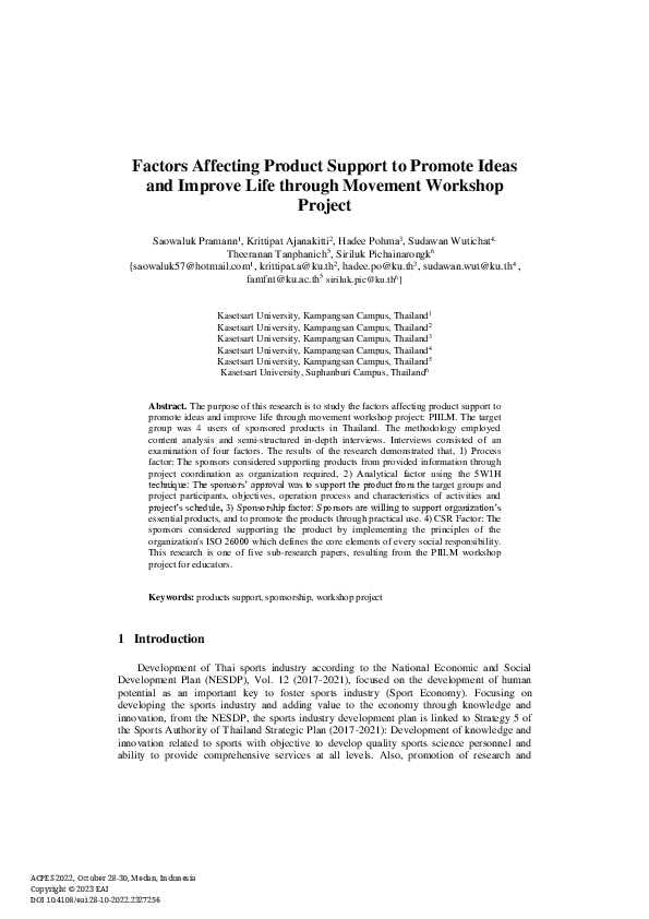 (PDF) Factors Affecting Product Support to Promote Ideas and Improve ...