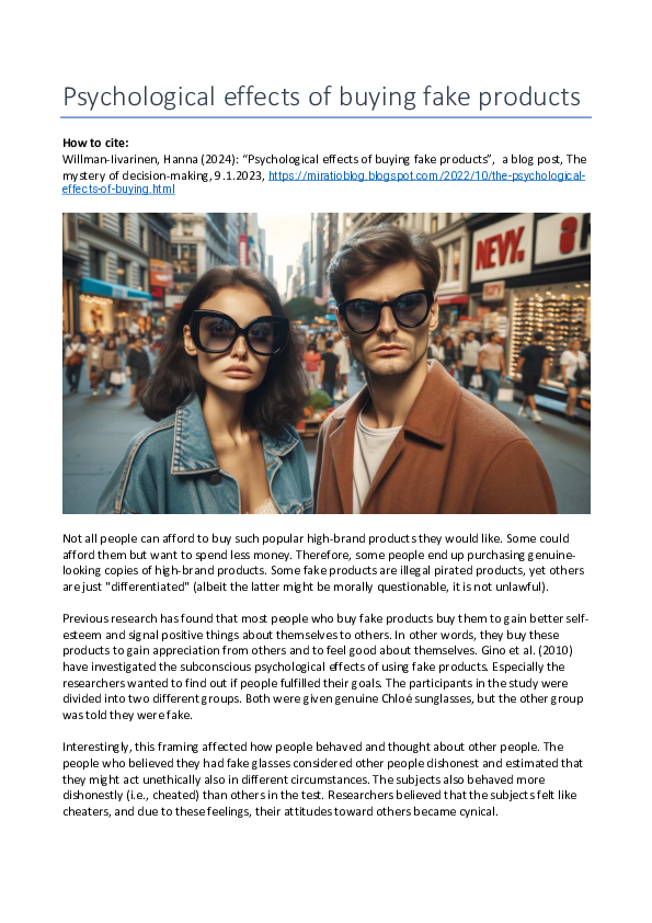 (PDF) Psychological effects of buying fake products