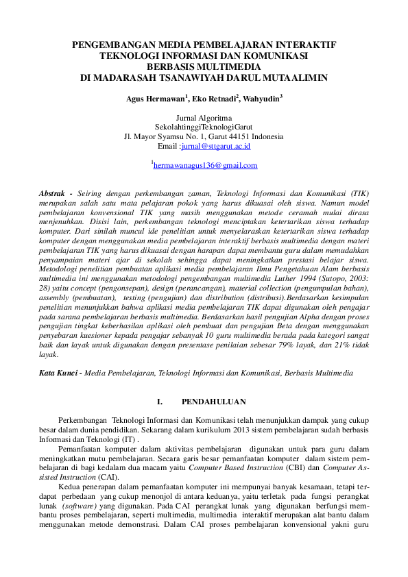 (PDF) Pengembangan Media Pembelajaran Interaktif Teknologi Informasi dan Komunikasi Berbasis ...