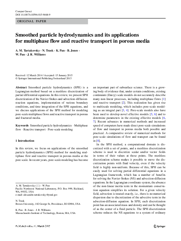 (PDF) Smoothed particle hydrodynamics and its applications in fluid-structure interactions
