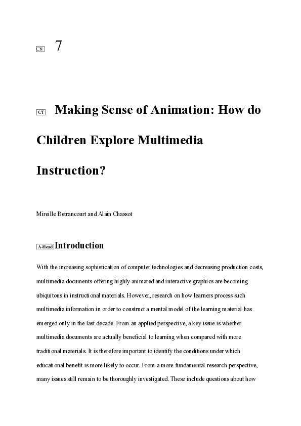 (PDF) Making sense of animation: How do children explore multimedia ...