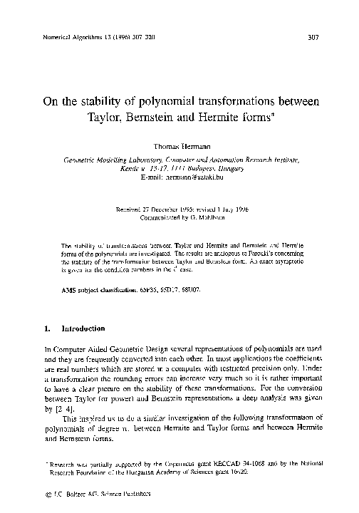 (PDF) On the stability of polynomial transformations between Taylor ...