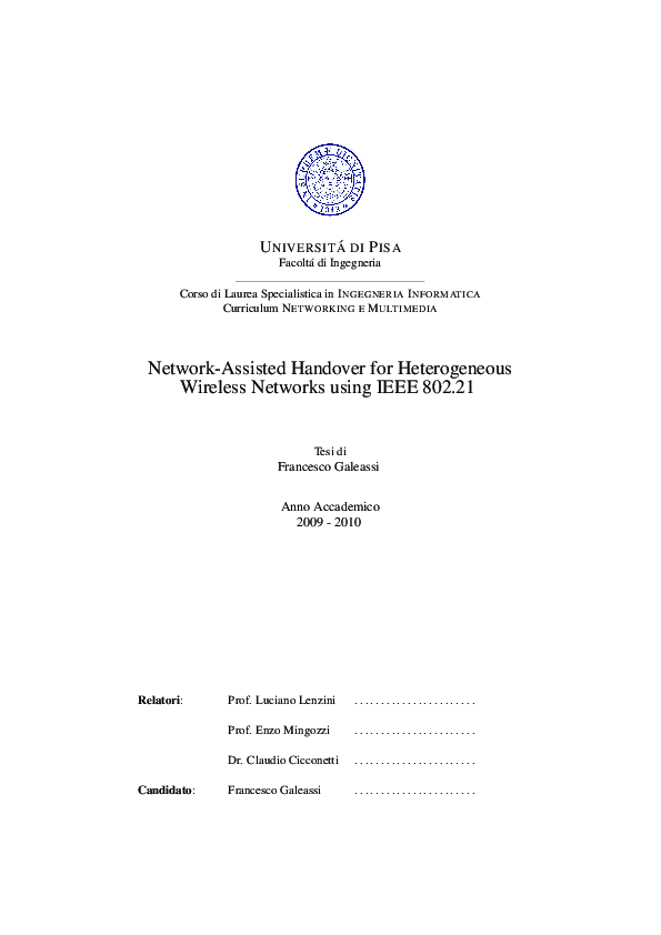 (PDF) Network-assisted handover for heterogeneous wireless networks