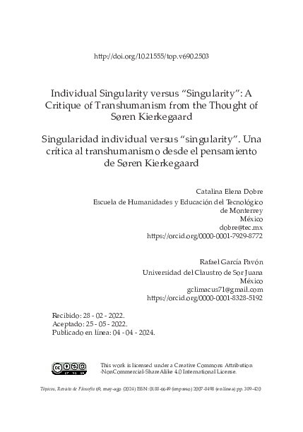 (PDF) Individual Singularity versus "Singularity": A Critique of Transhumanism from the Thought ...