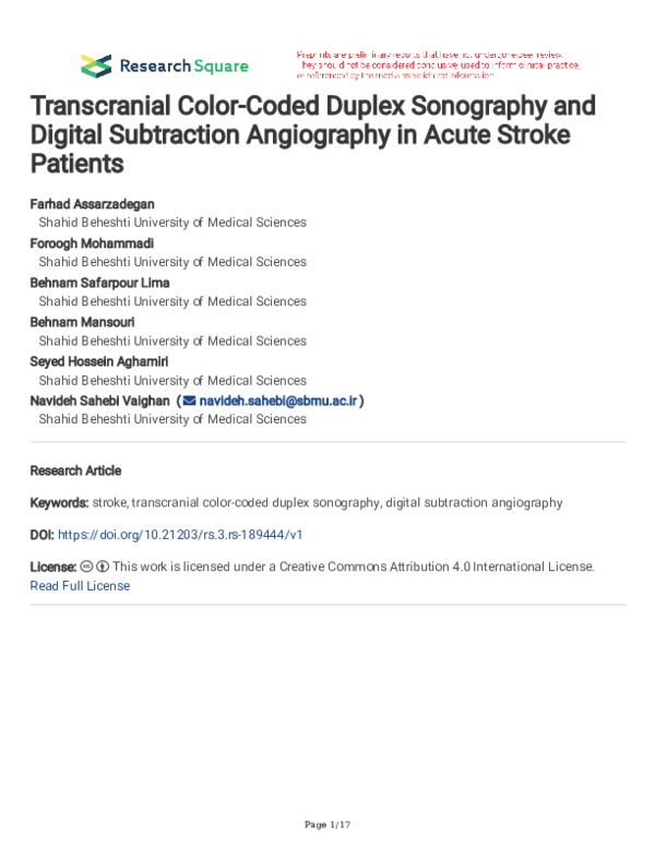 (PDF) Transcranial Color-Coded Duplex Sonography and Digital ...