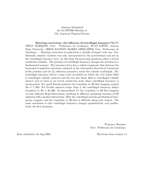 (PDF) Rotating convection: the influence of centrifugal buoyancy
