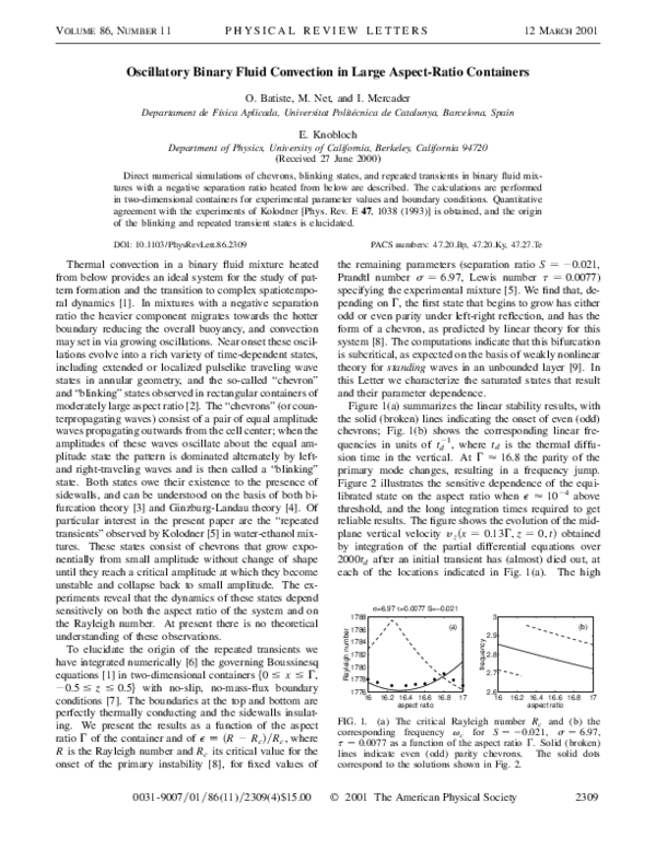 (PDF) Oscillatory Binary Fluid Convection in Large Aspect-Ratio Containers