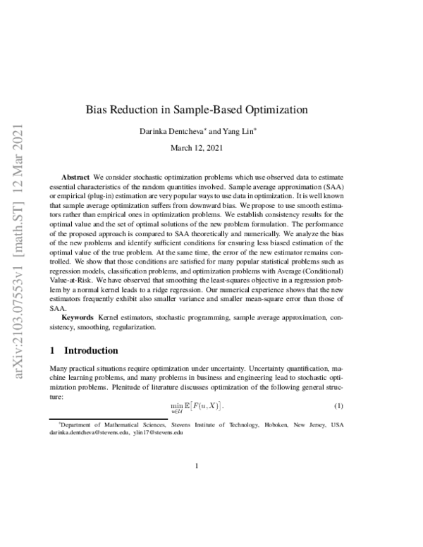 (PDF) Bias Reduction in Sample-Based Optimization