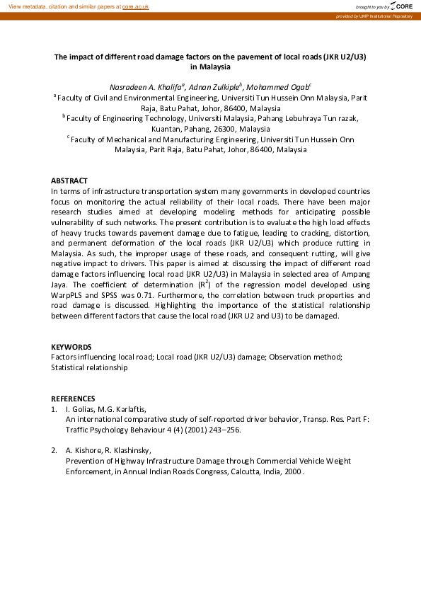 (PDF) The impact of different road damage factors on the pavement of ...
