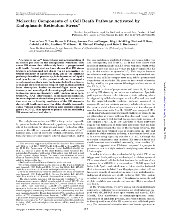 (PDF) Molecular Components of a Cell Death Pathway Activated by ...