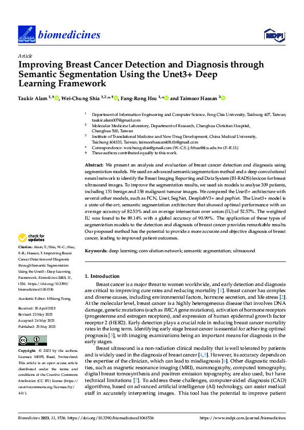 Pdf Improving Breast Cancer Detection And Diagnosis Through Semantic Segmentation Using The