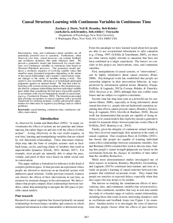 (PDF) Causal Structure Learning with Continuous Variables in Continuous Time