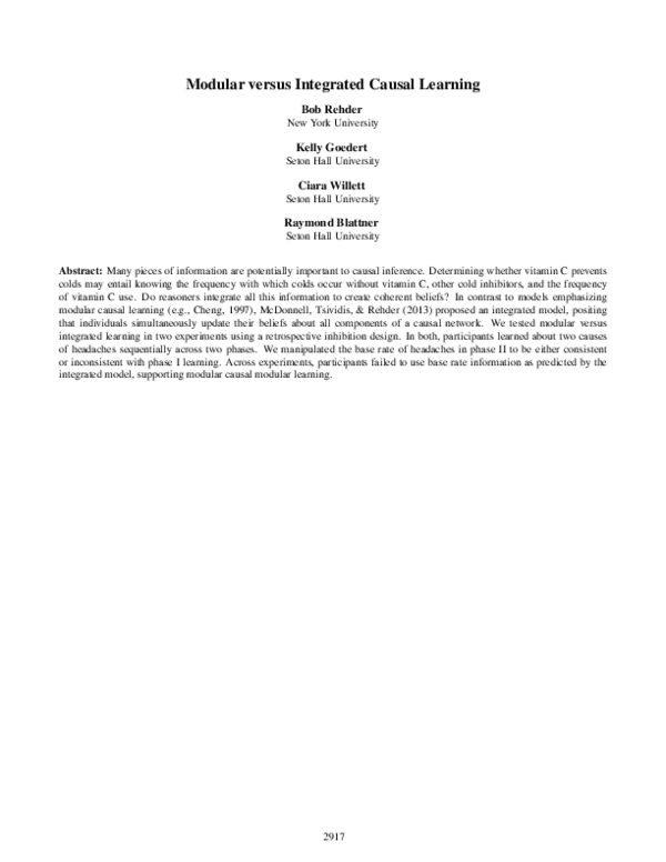 (PDF) Modular versus Integrated Causal Learning