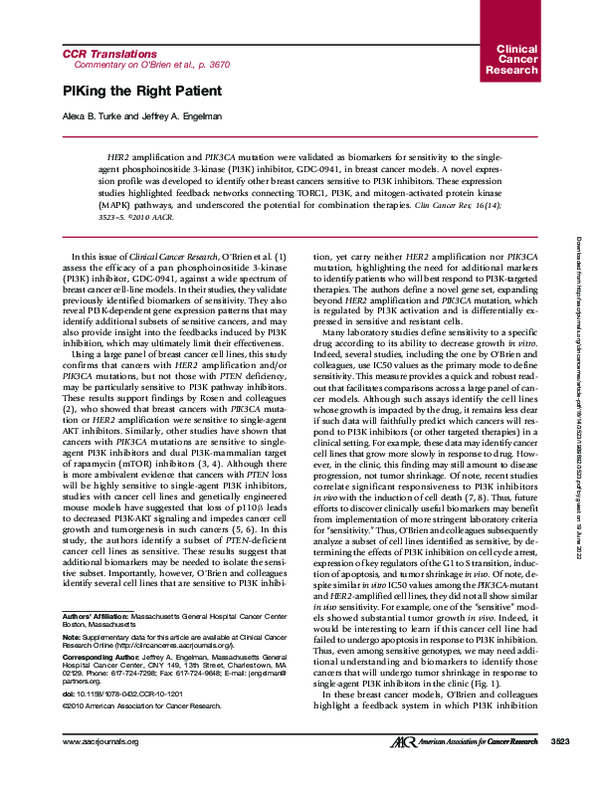 (PDF) PIKing the Right Patient