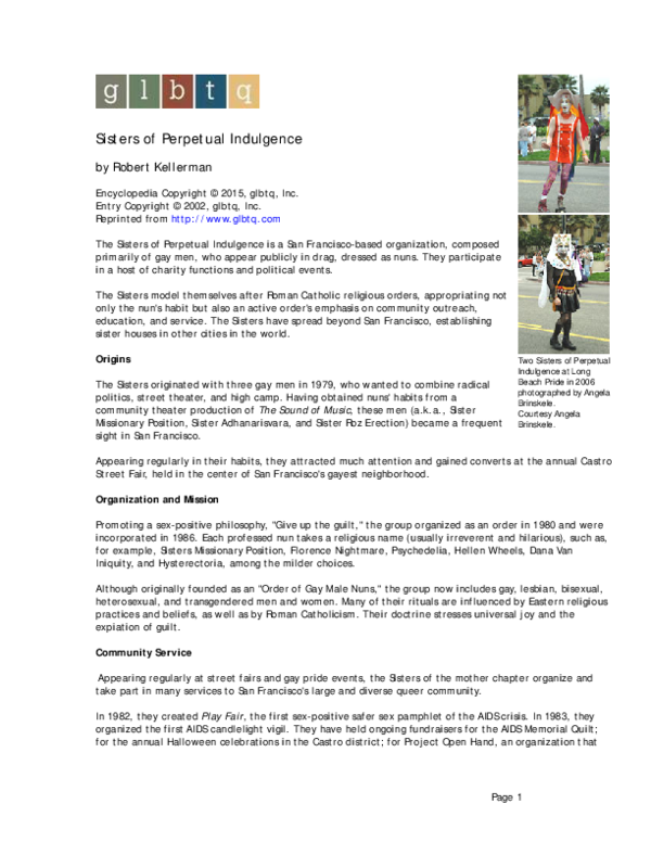 (PDF) Sisters of Perpetual Indulgence