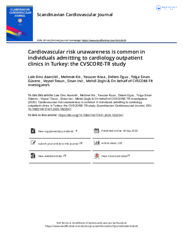 (PDF) Cardiovascular risk unawareness is common in individuals ...