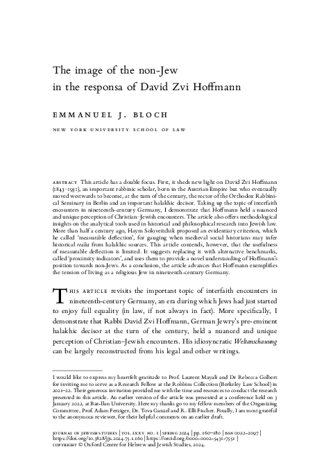 (PDF) The image of the non-Jew in the responsa of David Zvi Hoffmann