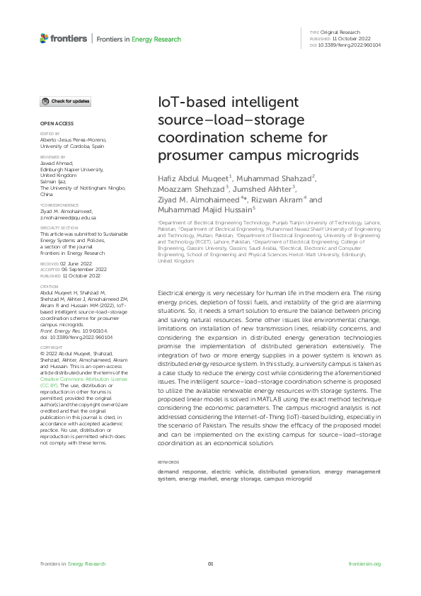 Pdf Iot Based Intelligent Source Load Storage Coordination Scheme For Prosumer Campus