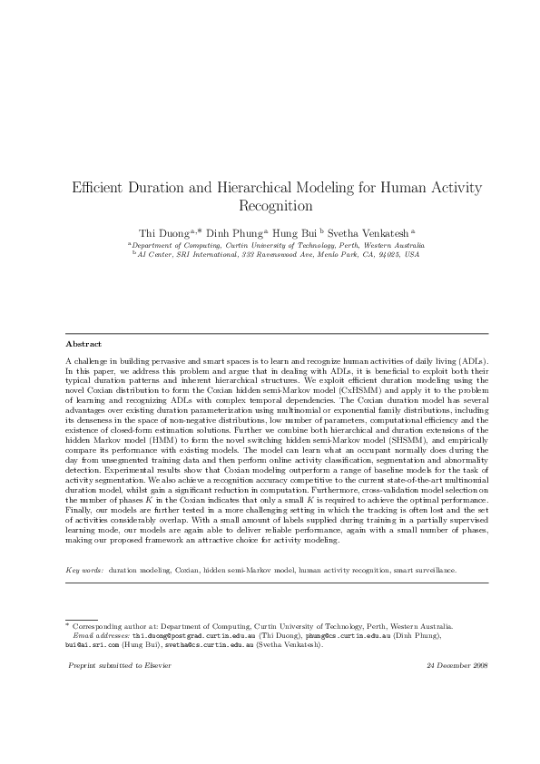 (PDF) Efficient duration and hierarchical modeling for human activity recognition