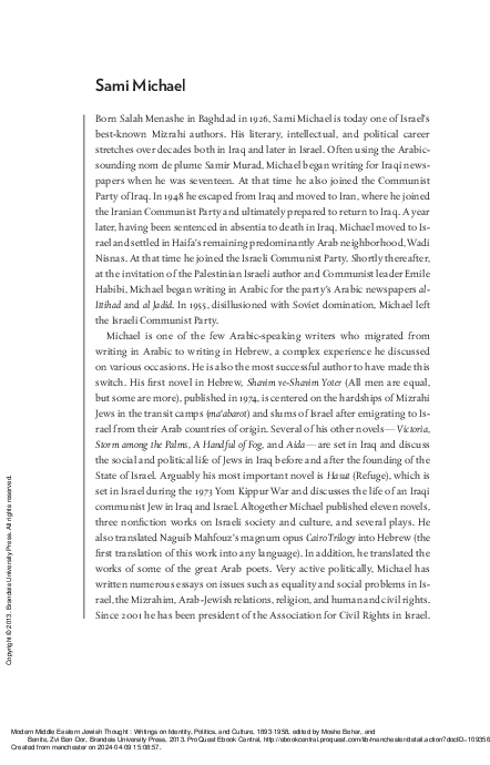 (PDF) In memory of Sami Michael [1926-2024]